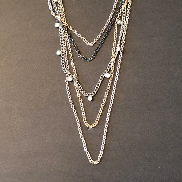 Icing | Jewelry | New Metallic Multimedia Necklace 5 Strands Silver ...